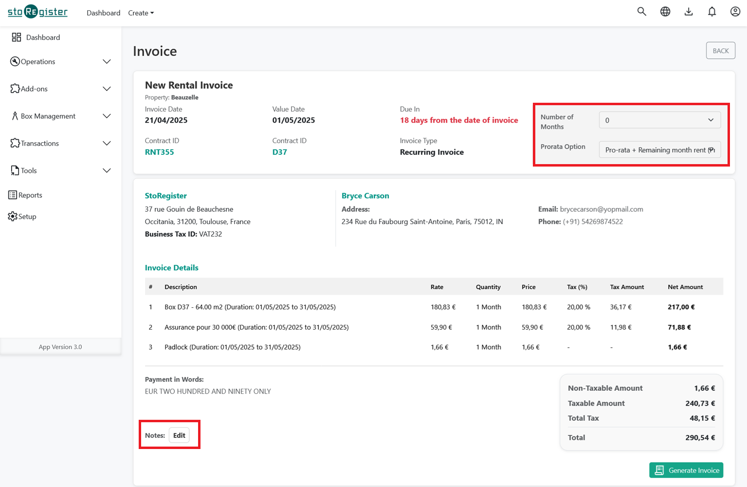 Generate Next Invoice