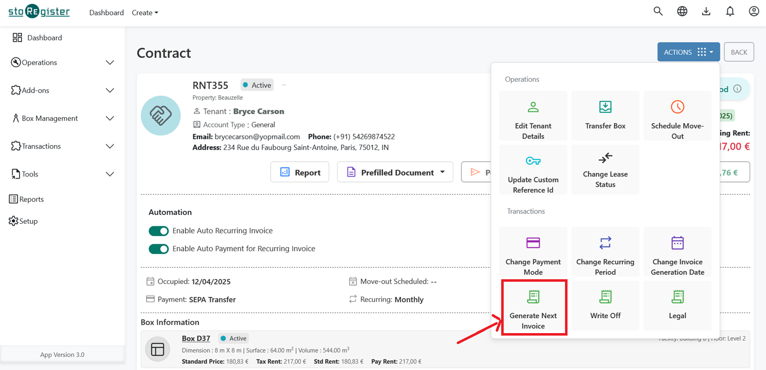 Generate Next Invoice